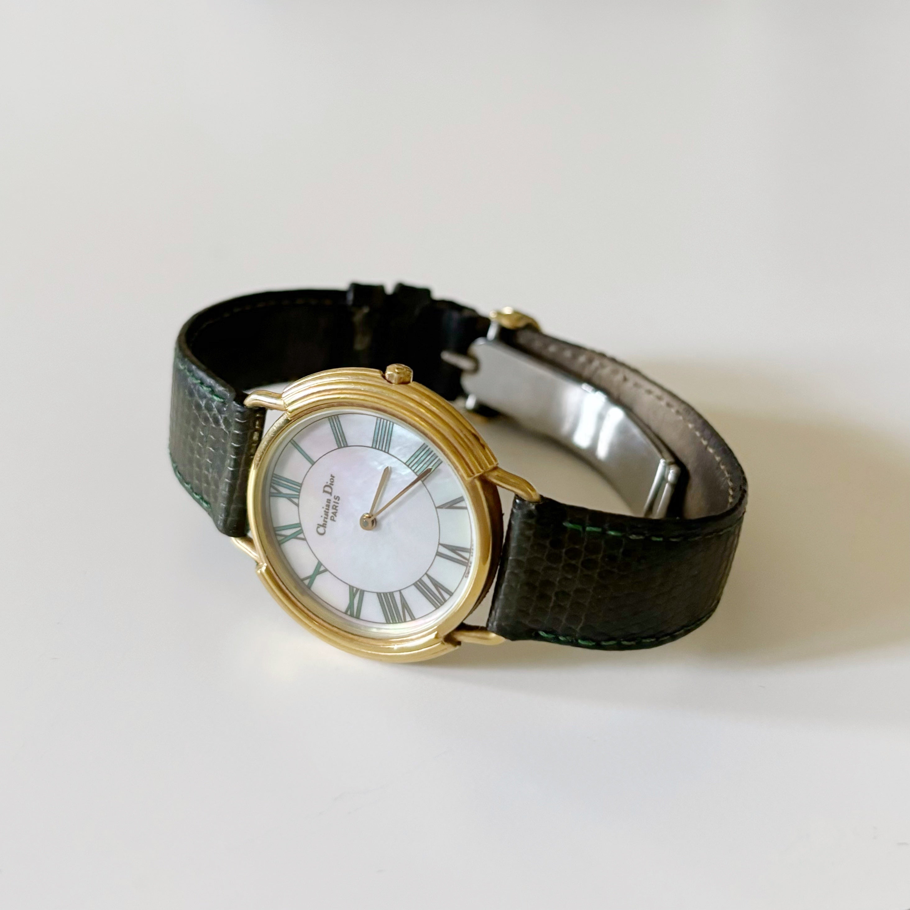 Dior 1990s Seashell Dial Gold Plated Round Watch – Lorinaté